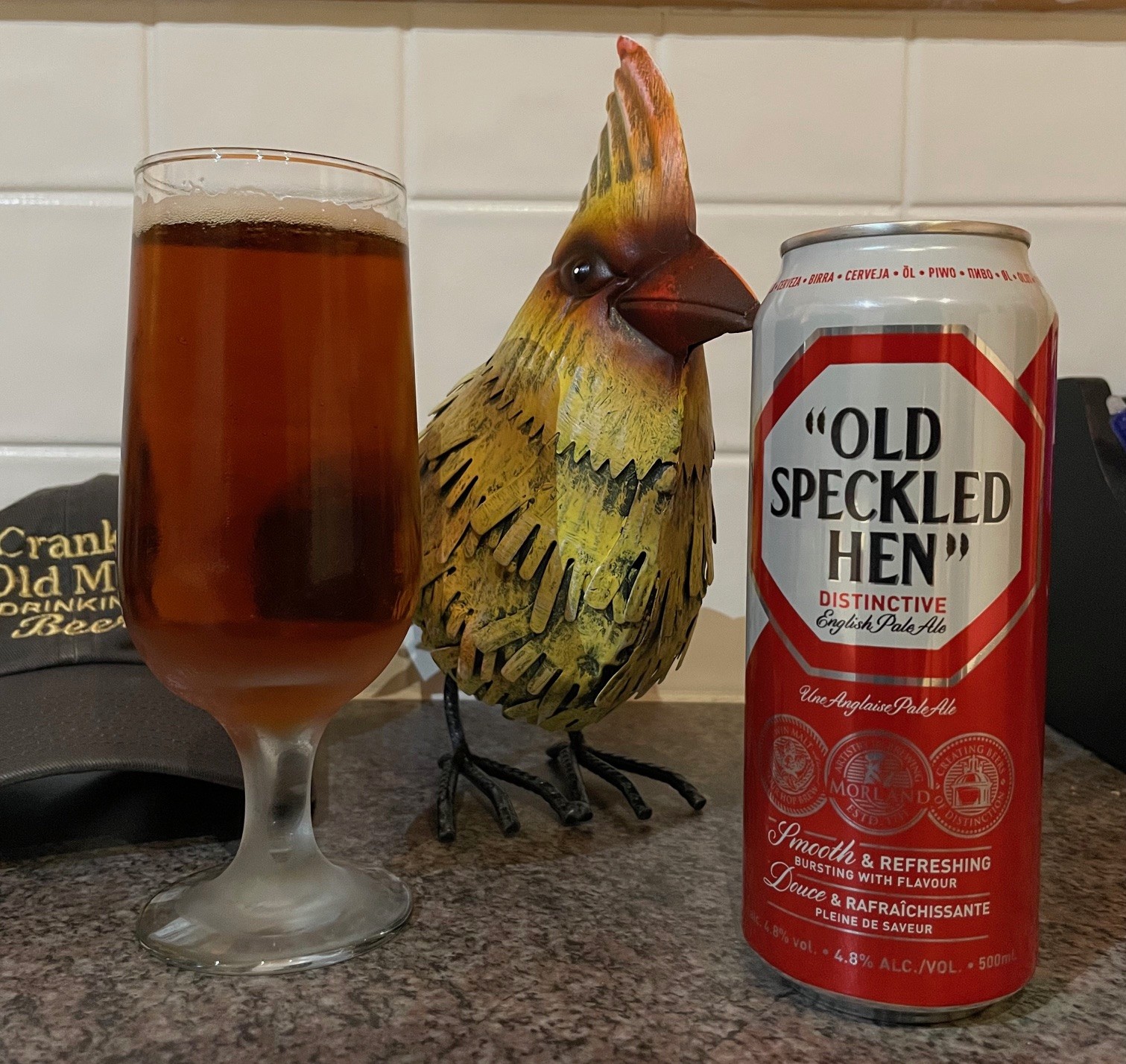 Cranky Old Hen Drinking Beer - Cranky Old Men Drinking Beer